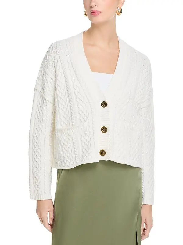 Aqua Cable Knit Cardigan - Winter White