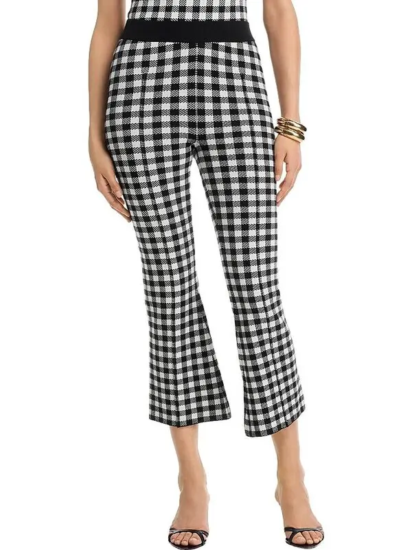 Aqua Gingham Knit Pants - Black/white