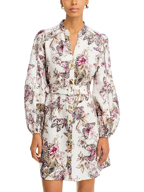 L'Agence Kiersten Floral Print Dress - White Butterfly Jungle