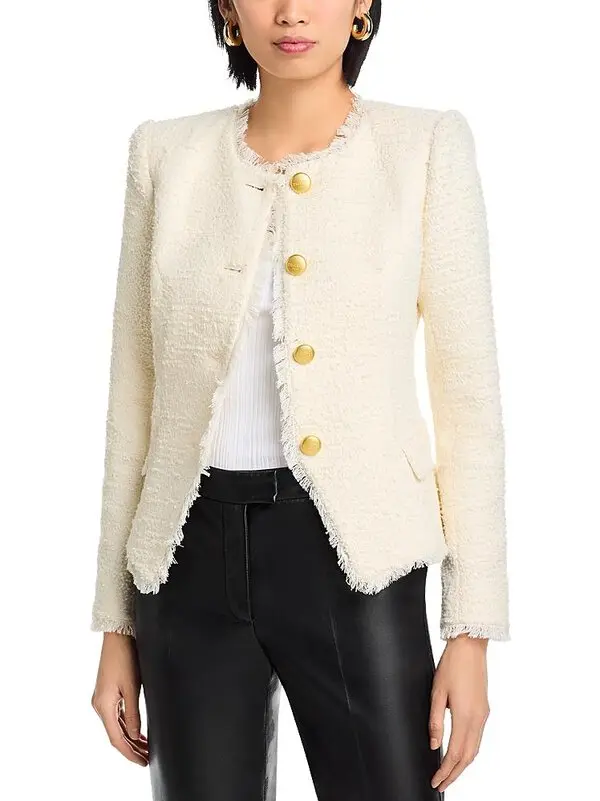 L'Agence Collarless Structured Blazer - Ivory