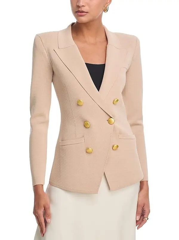 L'Agence Amelia Knit Blazer - Light Cappuccino/gold