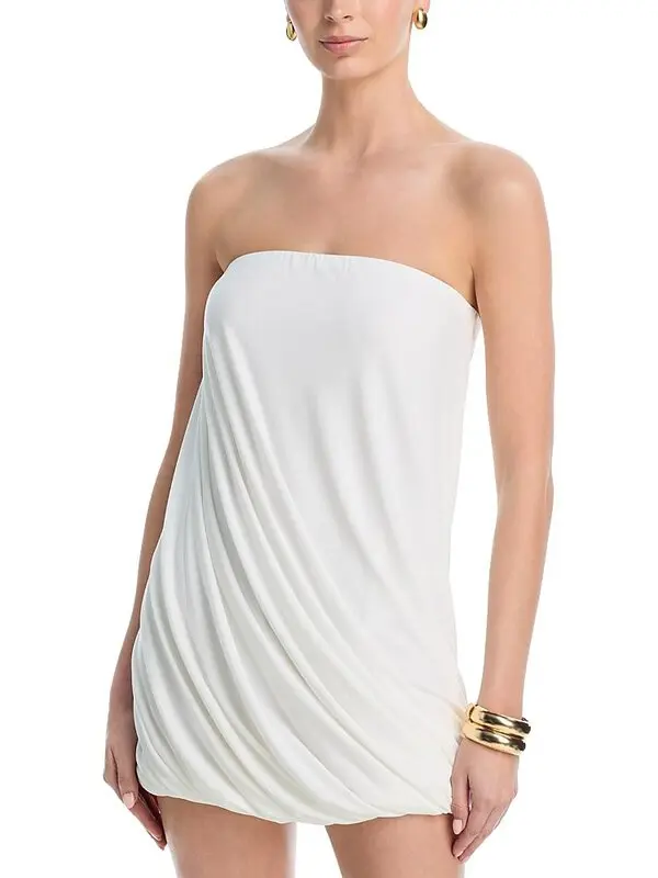 Norma Kamali Strapless Twist Mini Dress - Snow White