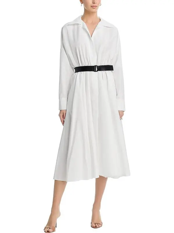 Norma Kamali Oversized Boyfriend Shirt Flared Dress - Snow White