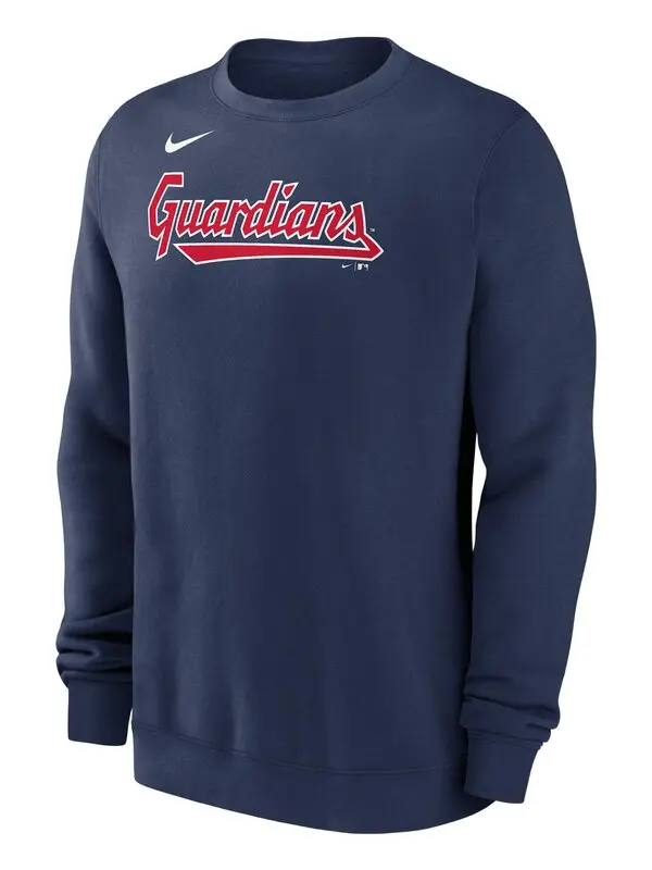 Nike Cleveland Guardians Wordmark Mlb Pullover Crew - Blue