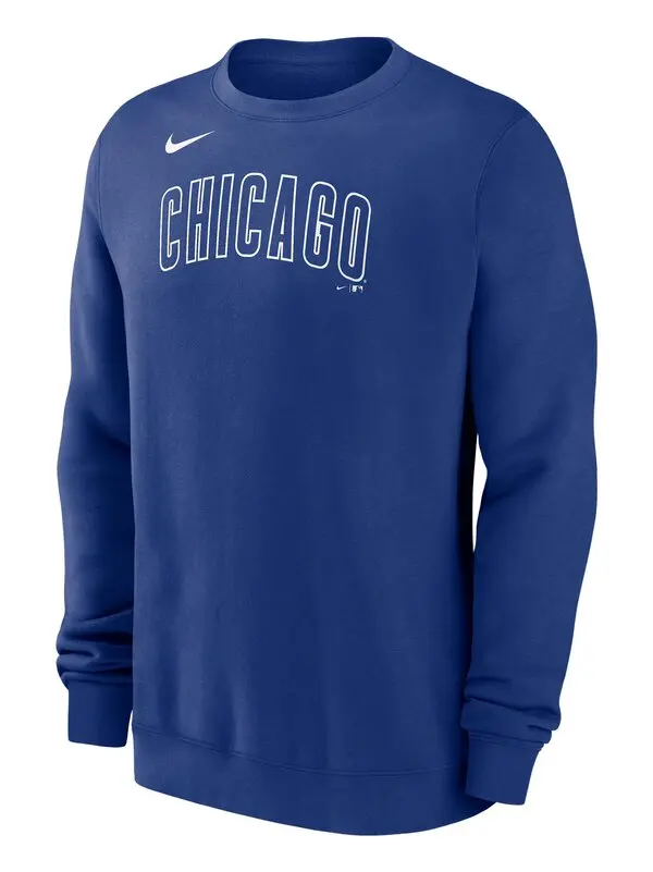 Nike Chicago Cubs Wordmark Mlb Pullover Crew - Blue