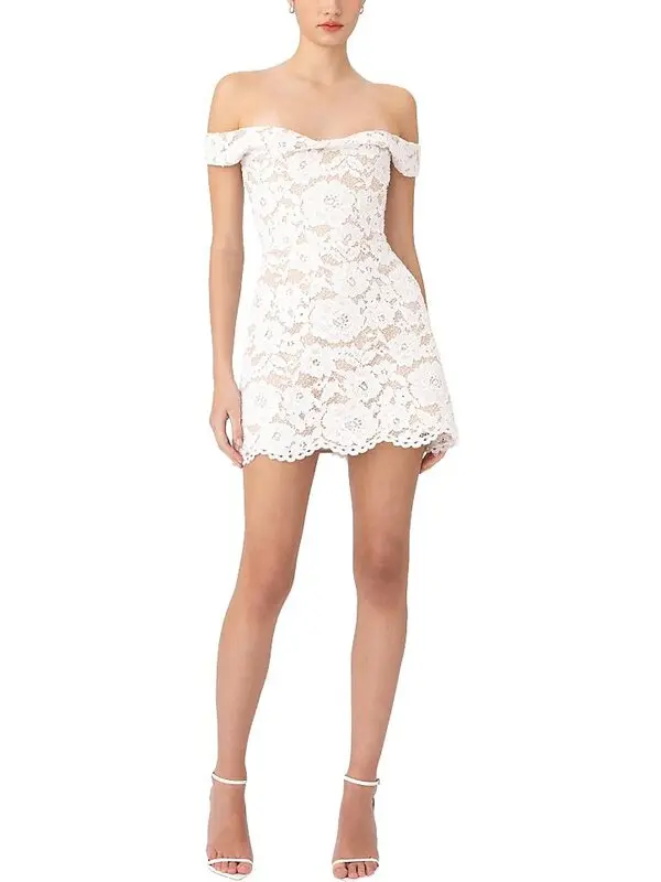 SAU LEE Daphne Lace Dress - White