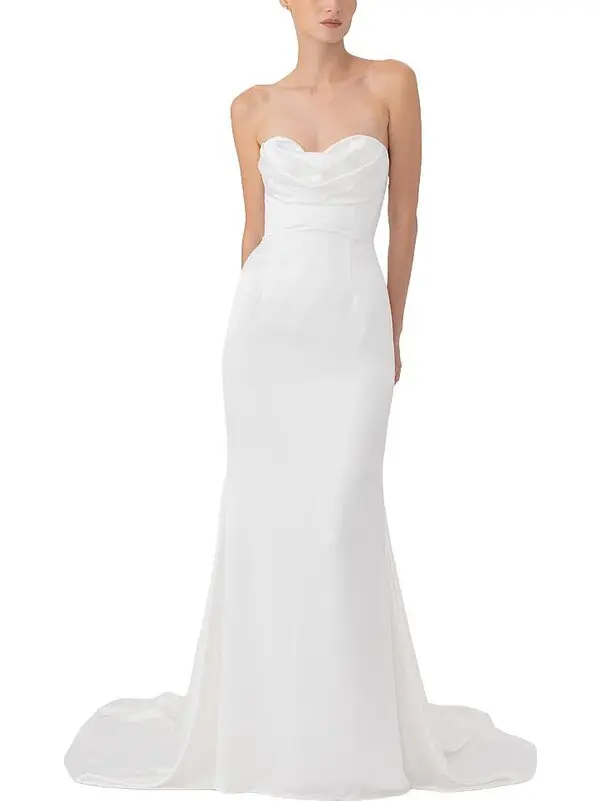 SAU LEE Rianne Satin Gown - Ivory