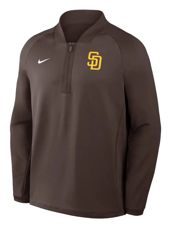 Nike San Diego Padres Authentic Collection Dri-fit Mlb 1/2-zip Long-sleeve Top - Brown