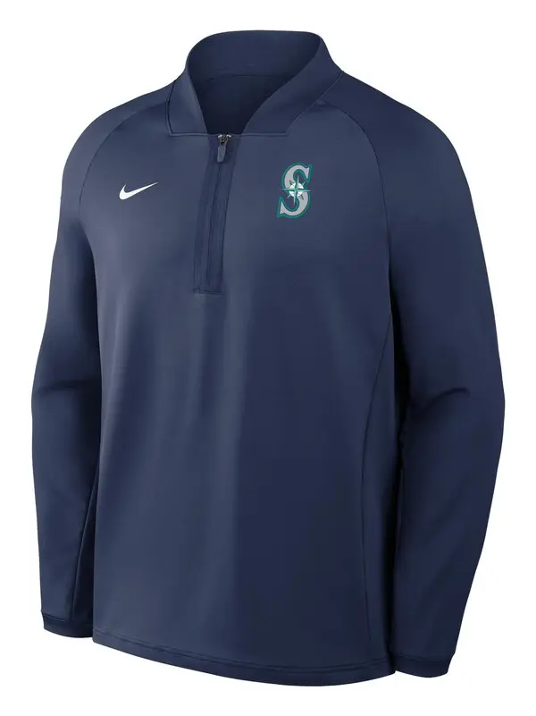 Nike Seattle Mariners Authentic Collection Dri-fit Mlb 1/2-zip Long-sleeve Top - Blue