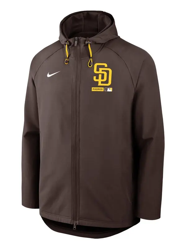 Nike San Diego Padres Authentic Collection Therma-fit Mlb Full-zip Hooded Jacket - Brown