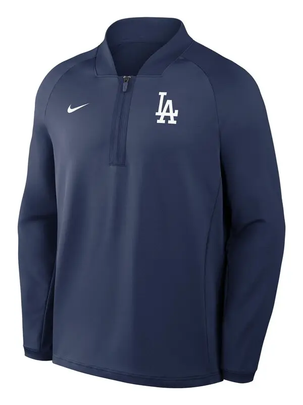 Nike Los Angeles Dodgers Authentic Collection Dri-fit Mlb 1/2-zip Long-sleeve Top - Blue