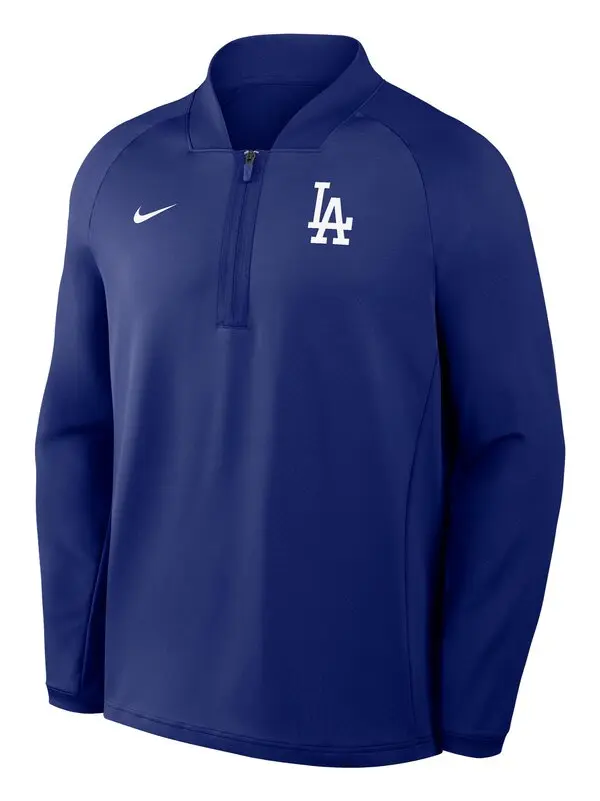 Nike Los Angeles Dodgers Authentic Collection Dri-fit Mlb 1/2-zip Long-sleeve Top - Blue