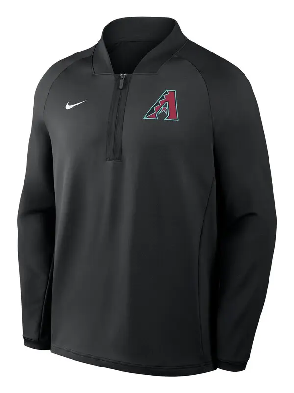 Nike Arizona Diamondbacks Authentic Collection Dri-fit Mlb 1/2-zip Long-sleeve Top - Black