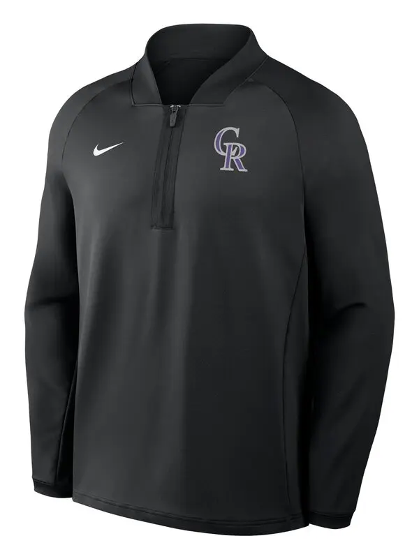 Nike Colorado Rockies Authentic Collection Dri-fit Mlb 1/2-zip Long-sleeve Top - Black