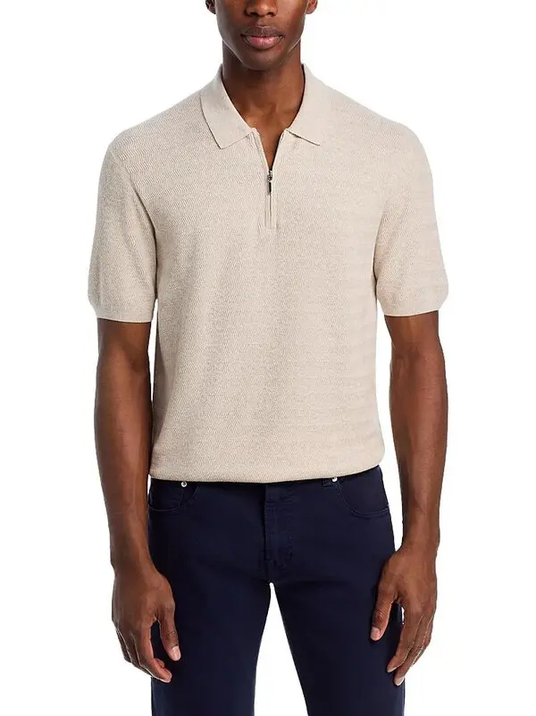 Bloomingdale'S Chevron Quarter-zip Sweater Polo - Light Cobblestone
