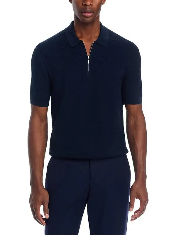 Bloomingdale'S Chevron Quarter-zip Sweater Polo - True Navy