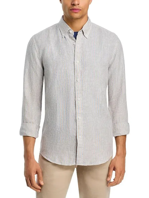 Bloomingdale'S Linen Cabana Stripe Shirt - Cobblestone/medium Blue/white