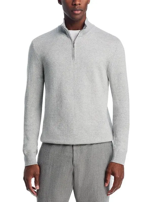Bloomingdale'S Quarter Zip Mock Neck Sweater - Light Heather Grey