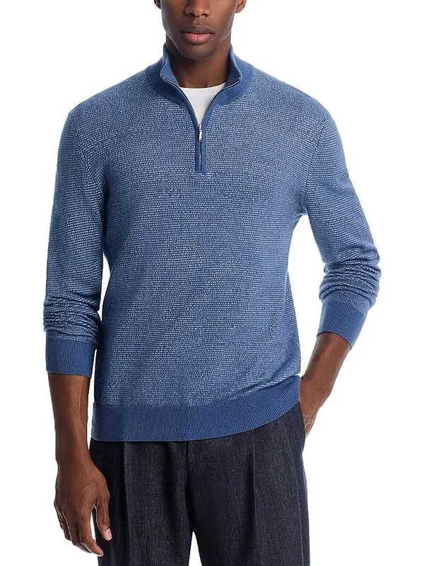 Bloomingdale'S Quarter Zip Mock Neck Sweater - New Beach Blue