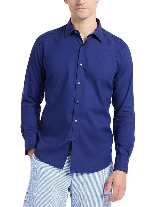 Robert Graham Hudson Long Sleeve Woven Shirt - Navy
