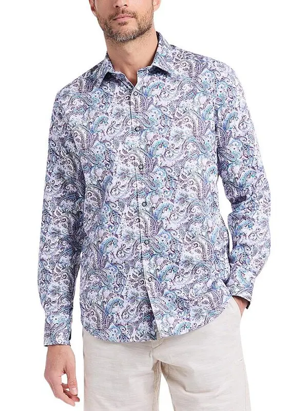 Robert Graham Buckingham Long Sleeve Woven Shirt - Blue