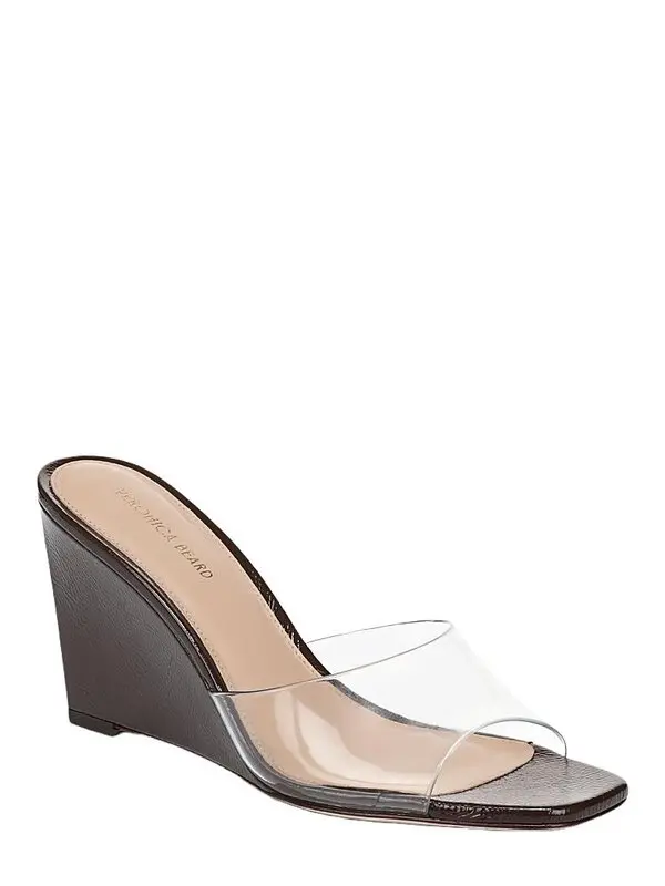 Veronica Beard Asha Wedge Sandals - Clear/mocha