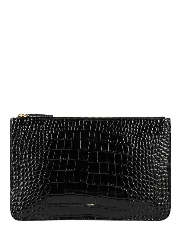 TOTEME Croco Embossed Leather Clutch - Black