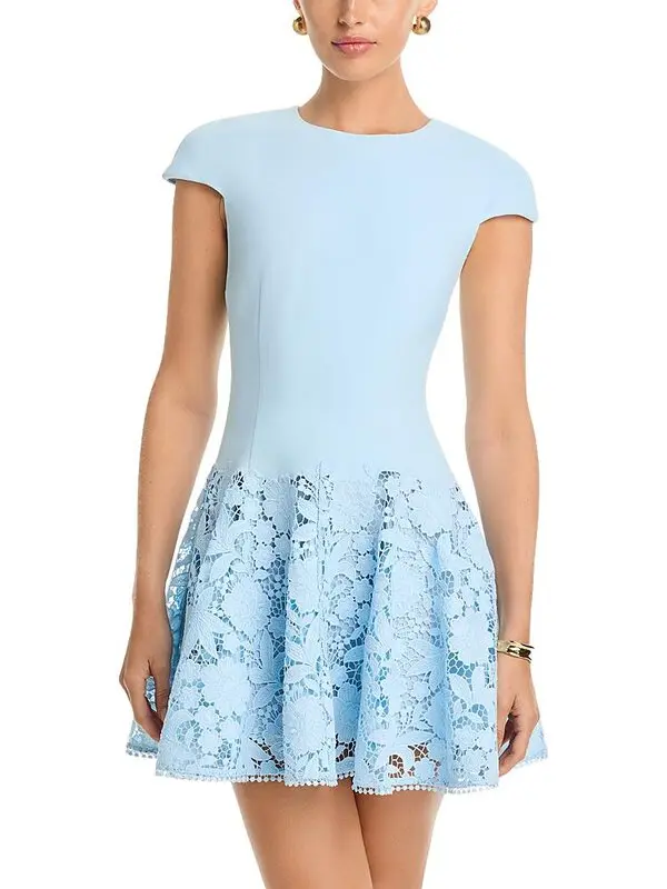 SELF-PORTRAIT Crepe Lace Mini Dress - Blue