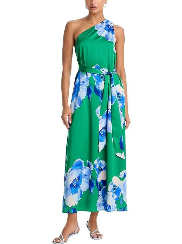Aqua One-shoulder Maxi Dress - Green/blue