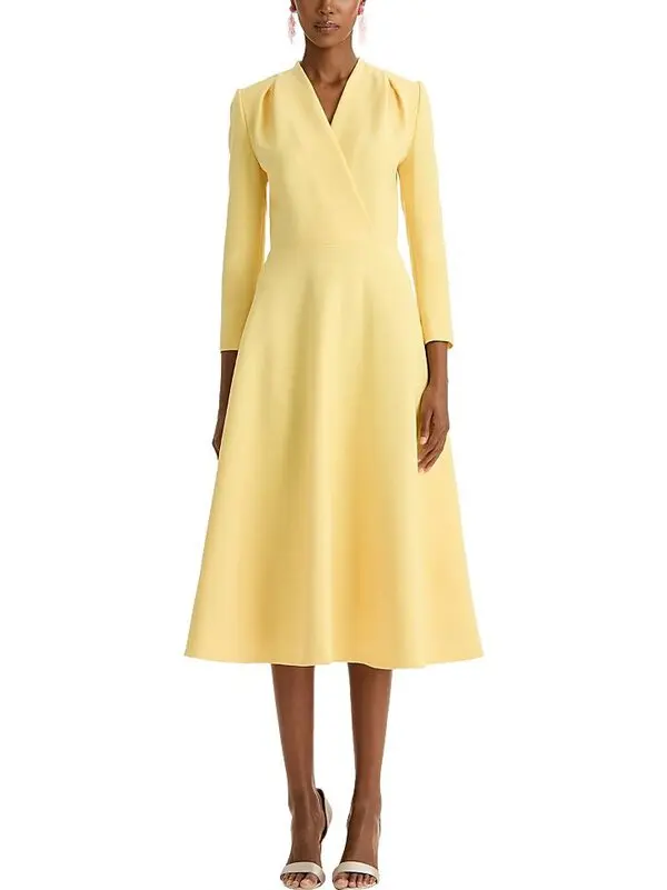Oscar De La Renta Crossover Neck Day Dress - Butter