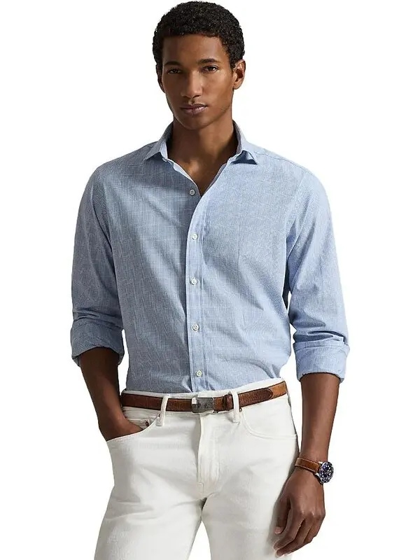Polo Ralph Lauren Classic Fit Glen Plaid Poplin Shirt - Blue/white