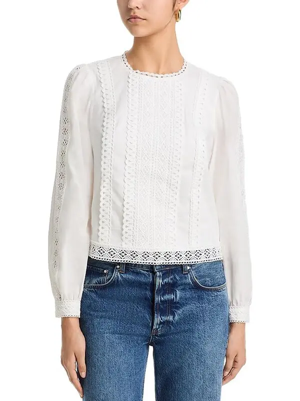 Aqua Embroidered Top - White
