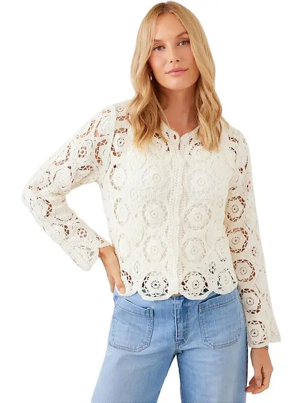 Karen Kane Crocheted Soft Jacket - Cream