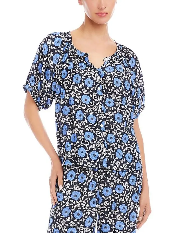 Karen Kane Puff Sleeve Peasant Top - Print