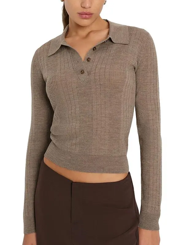 REFORMATION Hermia Merino Polo - Oatmeal