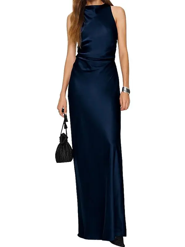 REFORMATION Anaiis Silk Floral Maxi Dress - Navy