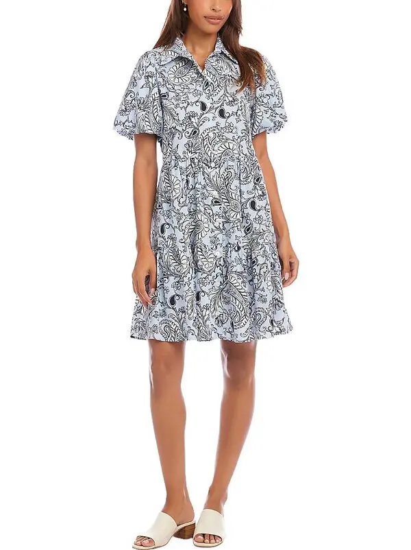 Karen Kane Puff Sleeve Tiered Shirtdress - Paisley