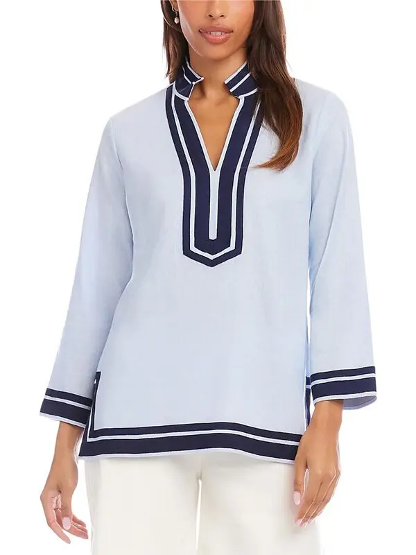 Karen Kane St. Tropez Tunic - Powder Blue/ Navy