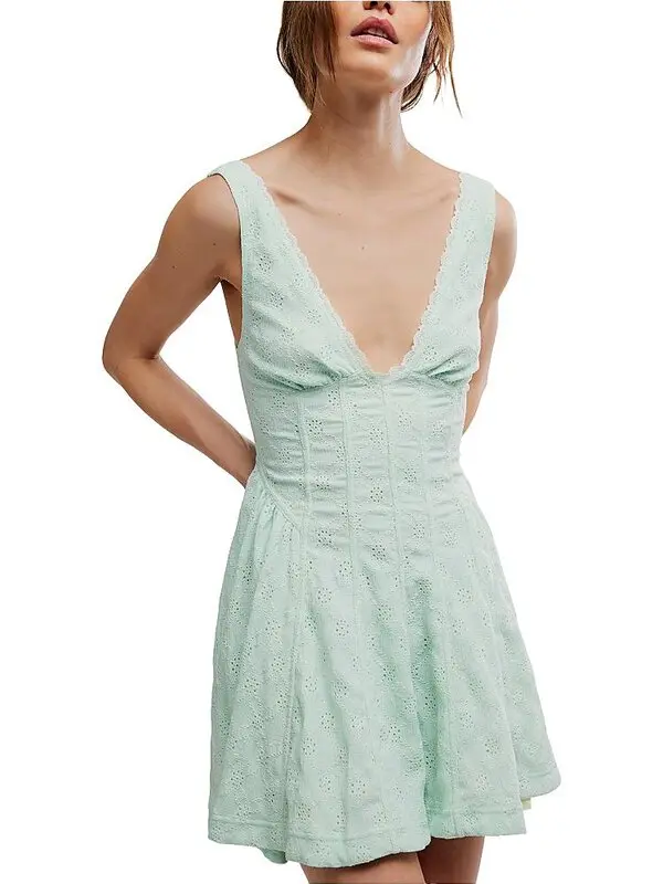 Free People Can't Help It Mini Dress - Mint Combo