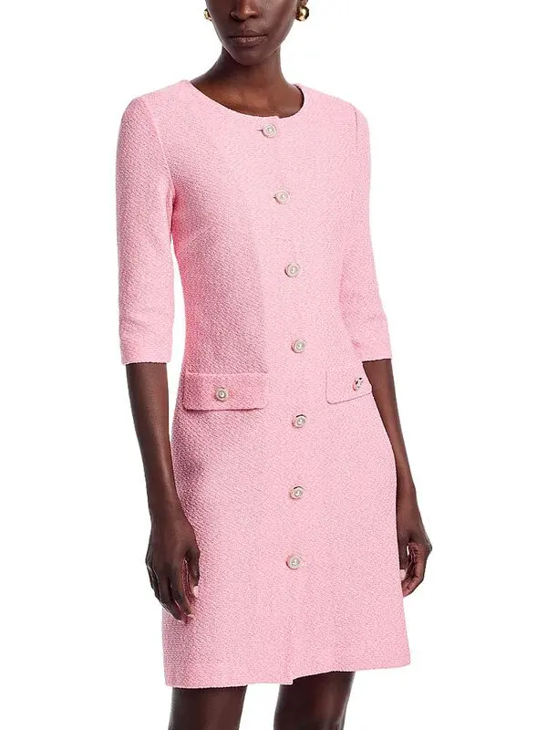 Misook Wrinkle Resistant Knit Dress - Cherry Blossom/pink Parfait/biscotti