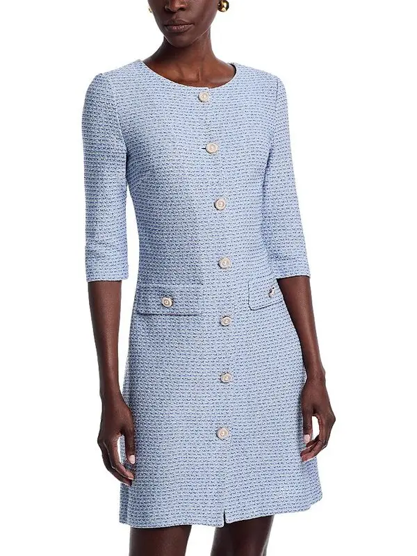 Misook Wrinkle Resistant Knit Dress - Powder Blue/aegean Blue/charmeuse/biscot