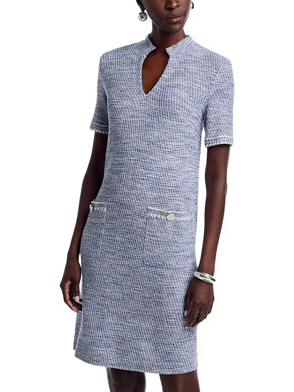 Misook Knit Shift Dress - Aegean Blue/biscotti/white/black
