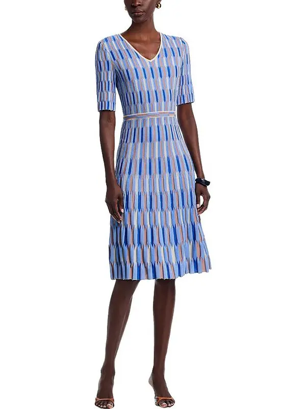 Misook Knit Midi Dress - Biscotti/aegean Blue/powder Blue/charmeu