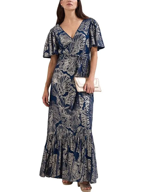 PHASE EIGHT Azale Fil Coupe Maxi Dress - Blue