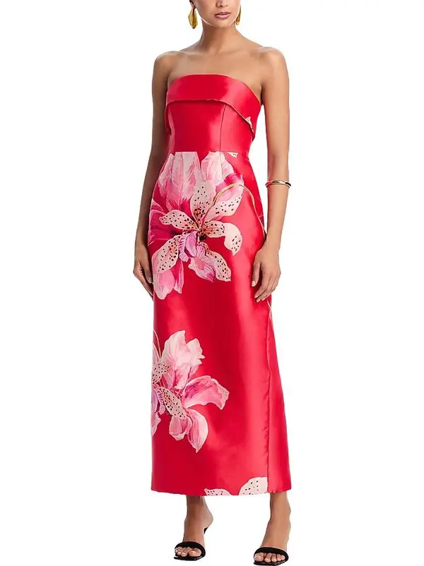 MILLY Ciara Printed Faille Dress - Lipstick