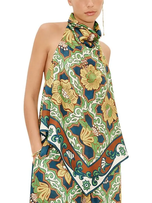 ALEMAIS Liana Silk Printed Halter Top - Multi
