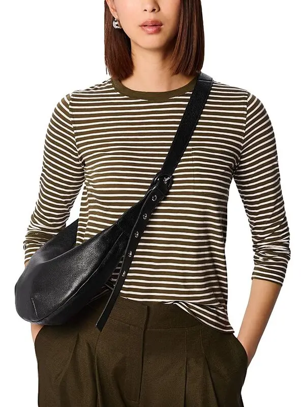 Whistles Striped Crewneck Top - Khaki/multi