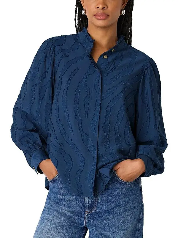 Whistles Animal Textured Shirt - Navy