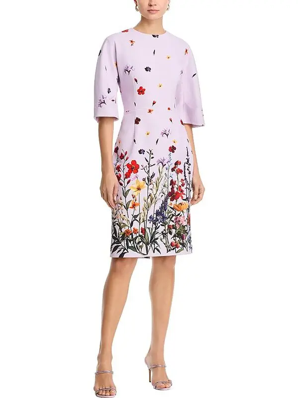 Rickie Freeman For Teri Jon Floral Print Crepe Dress - Lilac Multi