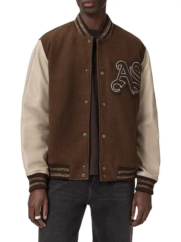ALLSAINTS Holloway Bomber Jacket - Brown/white